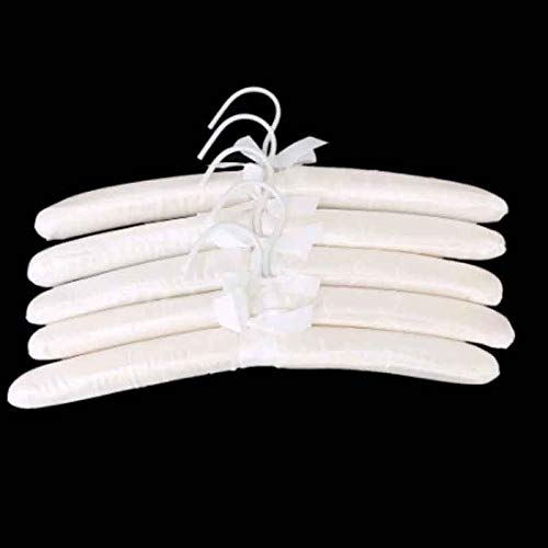 MXIAOXIA 5 X White Satin Padded Clothes Hook HangerBeautiful and Easy to Use Tie Clip for Home Closet Storage