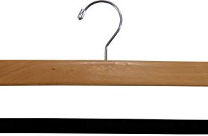 The Great American Hanger Company Natural Finished Wooden Pants Hanger with Flocked Velvet Bar, Box of 10 Extra Long 16 Inch Big Wood Bottoms Hangers