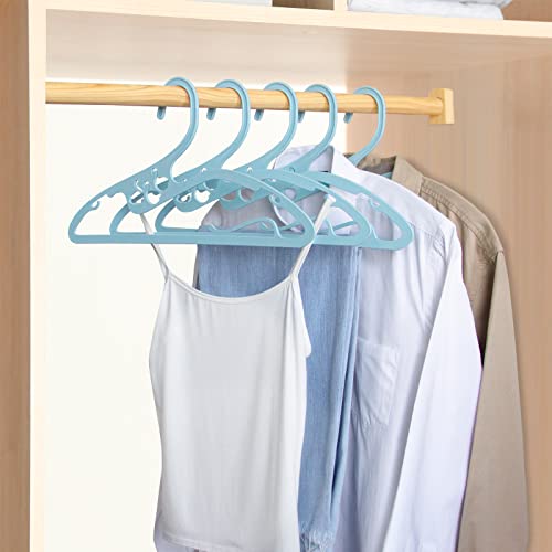 HongFeng Plastic Hangers,Heavy Duty Durable Coat and Clothes Hangers,Lightweight Space Saving Non Slip Hangers (Blue,30 Pack)