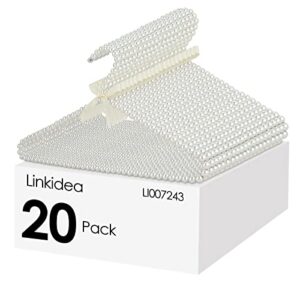 linkidea 20 pack pearl beaded clothes hangers bulk pack, wholesale multi-pack plastic elegant clothes dress pants hanger, closet coat storage organizer standard hangers (white)