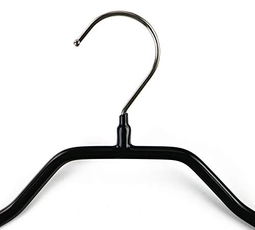 Mawa by Reston Lloyd BodyForm Series Non-Slip Space Saving Clothes Hanger with 2 Clips for Pants or Skirts, Style 42/LK, Set of 5, Black