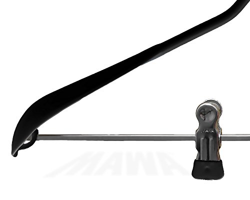 Mawa by Reston Lloyd BodyForm Series Non-Slip Space Saving Clothes Hanger with 2 Clips for Pants or Skirts, Style 42/LK, Set of 5, Black