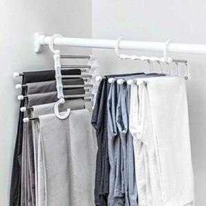 flurries folding pants hangers, stainless steel s-shape trousers clothes organizer closet space saving for pants jeans scarf silver slack (white)