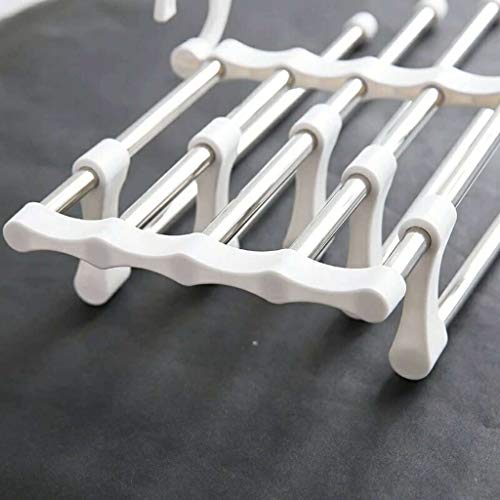 Flurries Folding Pants Hangers, Stainless Steel S-Shape Trousers Clothes Organizer Closet Space Saving for Pants Jeans Scarf Silver Slack (White)