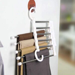 Flurries Folding Pants Hangers, Stainless Steel S-Shape Trousers Clothes Organizer Closet Space Saving for Pants Jeans Scarf Silver Slack (White)