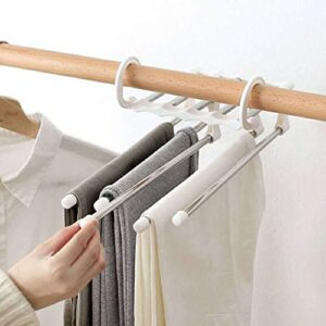 Flurries Folding Pants Hangers, Stainless Steel S-Shape Trousers Clothes Organizer Closet Space Saving for Pants Jeans Scarf Silver Slack (White)