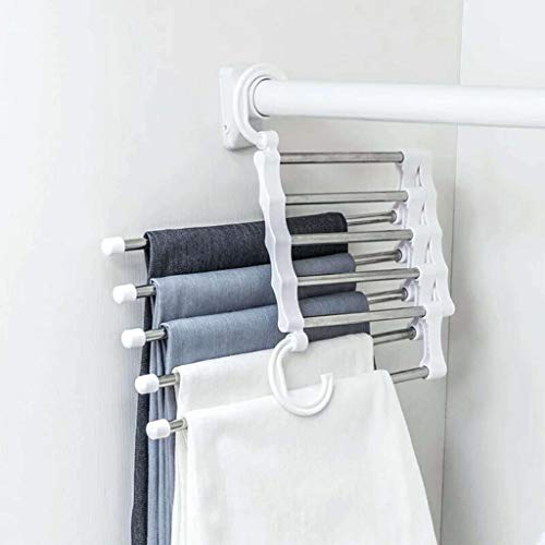 Flurries Folding Pants Hangers, Stainless Steel S-Shape Trousers Clothes Organizer Closet Space Saving for Pants Jeans Scarf Silver Slack (White)