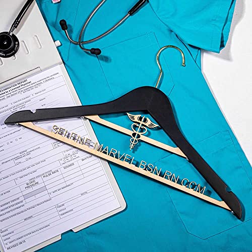 MyHeartGift Gift for New Doctor, Personalized White Coat Hanger, Caduceus Decal Hanger, for Med Student, 1st White Coat Hanger