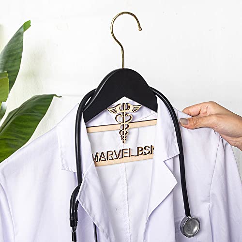 MyHeartGift Gift for New Doctor, Personalized White Coat Hanger, Caduceus Decal Hanger, for Med Student, 1st White Coat Hanger