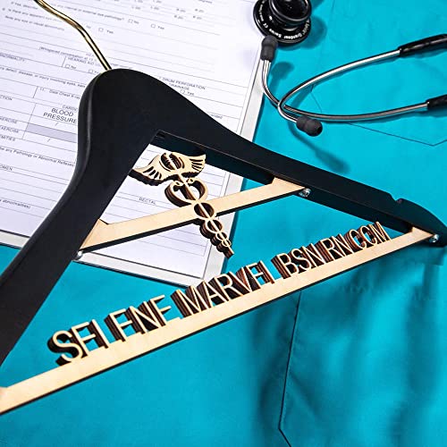 MyHeartGift Gift for New Doctor, Personalized White Coat Hanger, Caduceus Decal Hanger, for Med Student, 1st White Coat Hanger