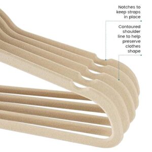 WALNUT Non-Slip Flocking Hanger,Suit Hanger (20 Pieces) Thin Space-Saving Rotating Hook Strong and Durable Hanger,Ivory