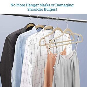 WALNUT Non-Slip Flocking Hanger,Suit Hanger (20 Pieces) Thin Space-Saving Rotating Hook Strong and Durable Hanger,Ivory