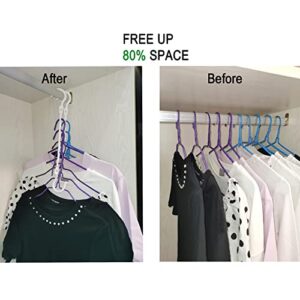 Space Saving Hangers - Sturdy Plastic Magic Hangers 5 Holes Hanging Closet Organizers for Clothes Shirt Dress Small Space Organization and Storage Apartment College Dorm Room Essential（8pcs）