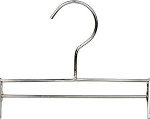 Kids Chrome Metal Bottom Hanger with Clips in 12" Length X 3/16" Thick, Box of 25