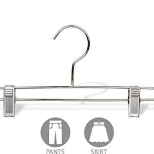 Kids Chrome Metal Bottom Hanger with Clips in 12" Length X 3/16" Thick, Box of 25