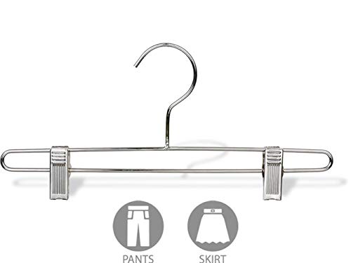 Kids Chrome Metal Bottom Hanger with Clips in 12" Length X 3/16" Thick, Box of 25