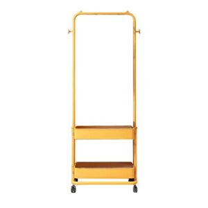 magideal multipurpose clothing rack with wheels rolling clothes rack small wardrobe rack on wheels for home, yellow