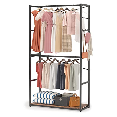 Tribesigns Freestanding Closet Organizer Storage, 78 inches Heavy Duty Garment Rack with Double Rods, Industrial Clothes Clothing Rack for Hanging Clothes, Closet, Laundry Room, Capacity 300 lbs