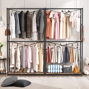 Tribesigns Freestanding Closet Organizer Storage, 78 inches Heavy Duty Garment Rack with Double Rods, Industrial Clothes Clothing Rack for Hanging Clothes, Closet, Laundry Room, Capacity 300 lbs