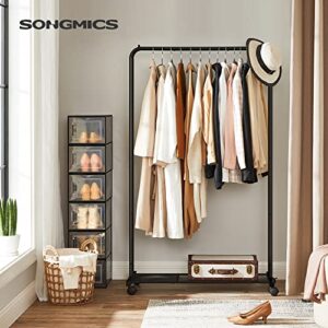 SONGMICS Industrial Clothes Rack and Double Hanging Rack Bundle, Clothing Racks with Storage Shelves, Heavy Duty Storage Racks on Wheels, Home or Commercial, Black UHSR25BK and UHSR62BK