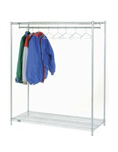 omega 14" deep x 72" wide x 63" high 2 tier stationary chrome garment rack