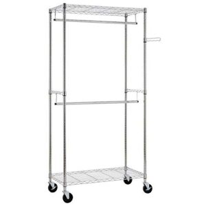 6864 - 36x18x71" 2 tier closet organizer garment rack clothes storage hanger shelf – mn29