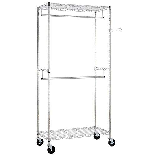 6864 - 36x18x71" 2 Tier Closet Organizer Garment Rack Clothes Storage Hanger Shelf – MN29