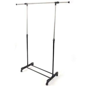 6843 – single 2 - heavy duty rail portable clothes hanger rolling garment rack - mn29