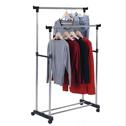 6840 – Double A - Heavy Duty Rail Portable Clothes Hanger Rolling Garment Rack - MN29