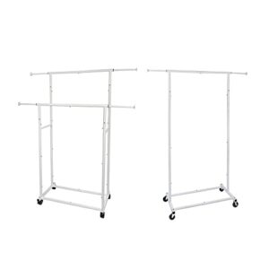 fishat double rod simple & single rod heavy duty garment rack, white