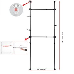 NOORDENIYA Adjustable Clothing Rack, Double Rod Closet System, Freestanding 2 Tier Floor to Ceiling Clothes Hanger, Hanger for Hanging Clothes, Clothes Organizer for Living Room, Bedroom (White)