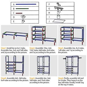 KOCASO Clothes Rack, Clothing Garment Rack, Metal Clothing Rack, Freestanding Wardrobe Closet Rack with 4 Shelves, Closet Organizer with 2 Hanging Rods Black 42.1"x14"x66.1"