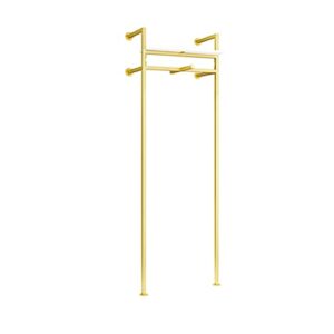 furvokia creative wall mounted 1 tier clothes display rack,clothing retail store floor-standing garment rack,organization clothing metal hanging rod,storage shoes bags shelf (24" l, gold b)