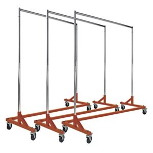 econoco commercial garment rack (z rack) - rolling clothes rack, commercial grade clothing rack, heavy duty chrome commercial garment rack - orange (3)