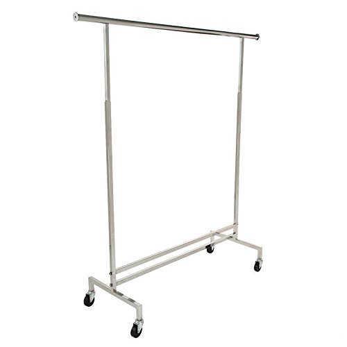 Only Garment Racks Polished Chrome Adjustable Rolling Clothes Rack