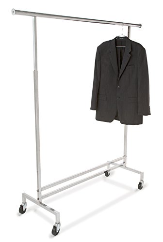 Only Garment Racks Polished Chrome Adjustable Rolling Clothes Rack