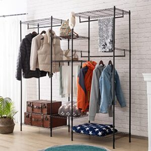 matico 5-tier adjustable wire garment rack, heavy duty metal clothing rack closet with adjustable shelves for large storage, black