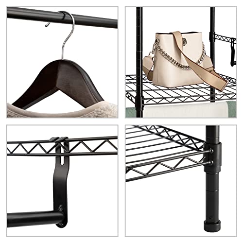 MATICO 5-Tier Adjustable Wire Garment Rack, Heavy Duty Metal Clothing Rack Closet with Adjustable Shelves for Large Storage, Black