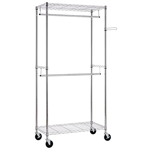 WiCCI gt6-ZJ Closet Organizer Garment Rack Clothes Hanger Home Shelf Heavy Duty Chrome