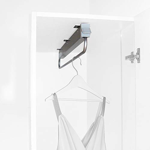 Emuca 7005725 - Wardrobe Pull Out Clothes Hanger Rail, Sliding Hanging Rail with Lenght 800mm