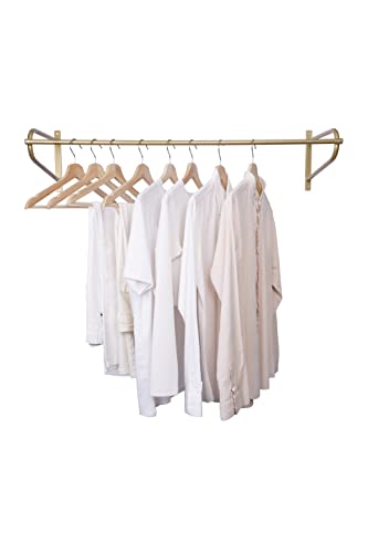 VEGAINDOOR City Edition Wall Mounted Clothes Rack for Hanging Clothes , Retail Display Clothes Rod ,Garment Rack, Space Saving Wall Mount Garment Bar, Gold Clothing Rack ,39.4" (Gold)