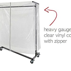 Only Hangers Heavy Gauge Clear Z Rack Cover with Zipper Plus a Pair of Round Tubing Cover Support Brackets - Combo Kit fits All 5' Wide Z Racks (Note: Z Racks Sold Separately)