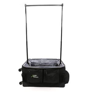 closet trolley collapsible rolling dance bag w/no-lean garment rack - black