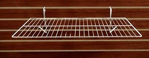 Only Garment Racks White Wire Slatwall/Gridwall Shelf 24"L x 12"D