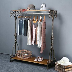 qianniu industrial clothing rack display commercial grade heavy duty garment rack with shelves vintage steampunk hat rack shoes rack cloth hanger (47")