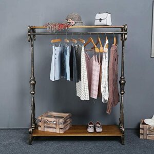 Qianniu Industrial Clothing Rack Display Commercial Grade Heavy Duty Garment Rack With Shelves Vintage Steampunk Hat Rack Shoes Rack Cloth hanger (47")