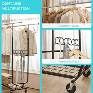 LIFEFAIR Garment Rack for Hanging Clothes, 550 lbs Heavy Duty Clothing Rack on Wheels Collapsible Portable Rolling Clothes Rack Ideal for Bedroom Living Room