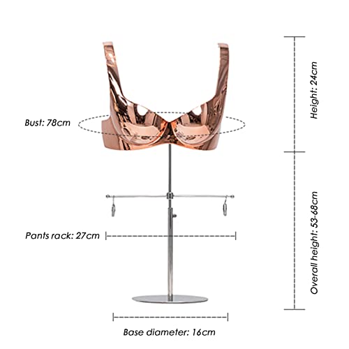 Lingerie Display Stand, Underwear Suit Display Mannequin, Bra Lace Bralette Hanger Tank Tops Rack, Female Bust Model Props Shelf for Boutiques, Retail, Online Clothing Business ( Color : Rose Gold )