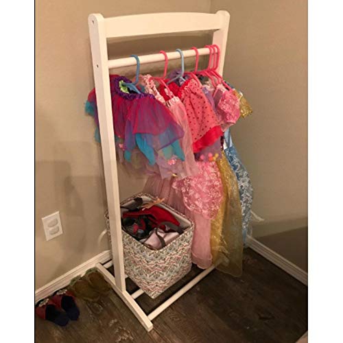 Niceful White Kids Dress Up Rack, Child Garment Rack, Girls Toddlers Clothes Rack, Dress Up Storage Kids Costume Organizer, Hanging Armoire Closet Unit Furniture for Dramatic Play