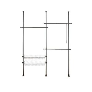 wenko adjustable clothes rack, garment rack system for closet organizer, black wardrobe rack, walk-in closet, clothes organizer, 65-84.6 x 65-118.1 x 14.96 in, black